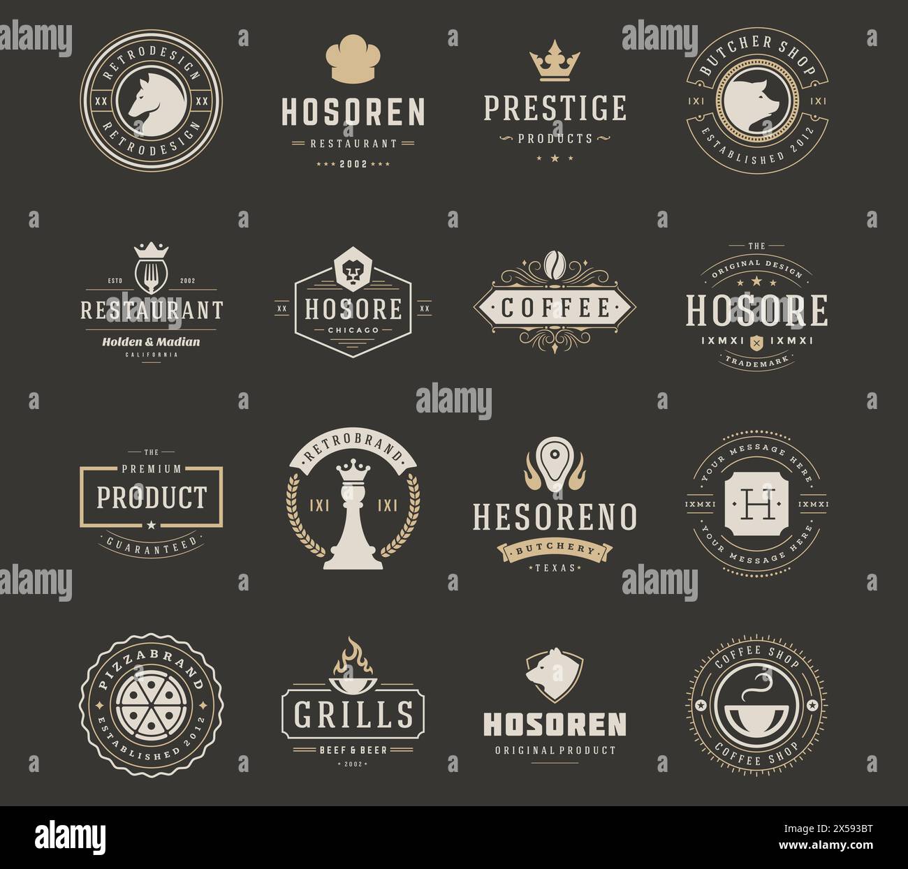Vintage Logos Design Templates Set. Vector design elements, Logo ...