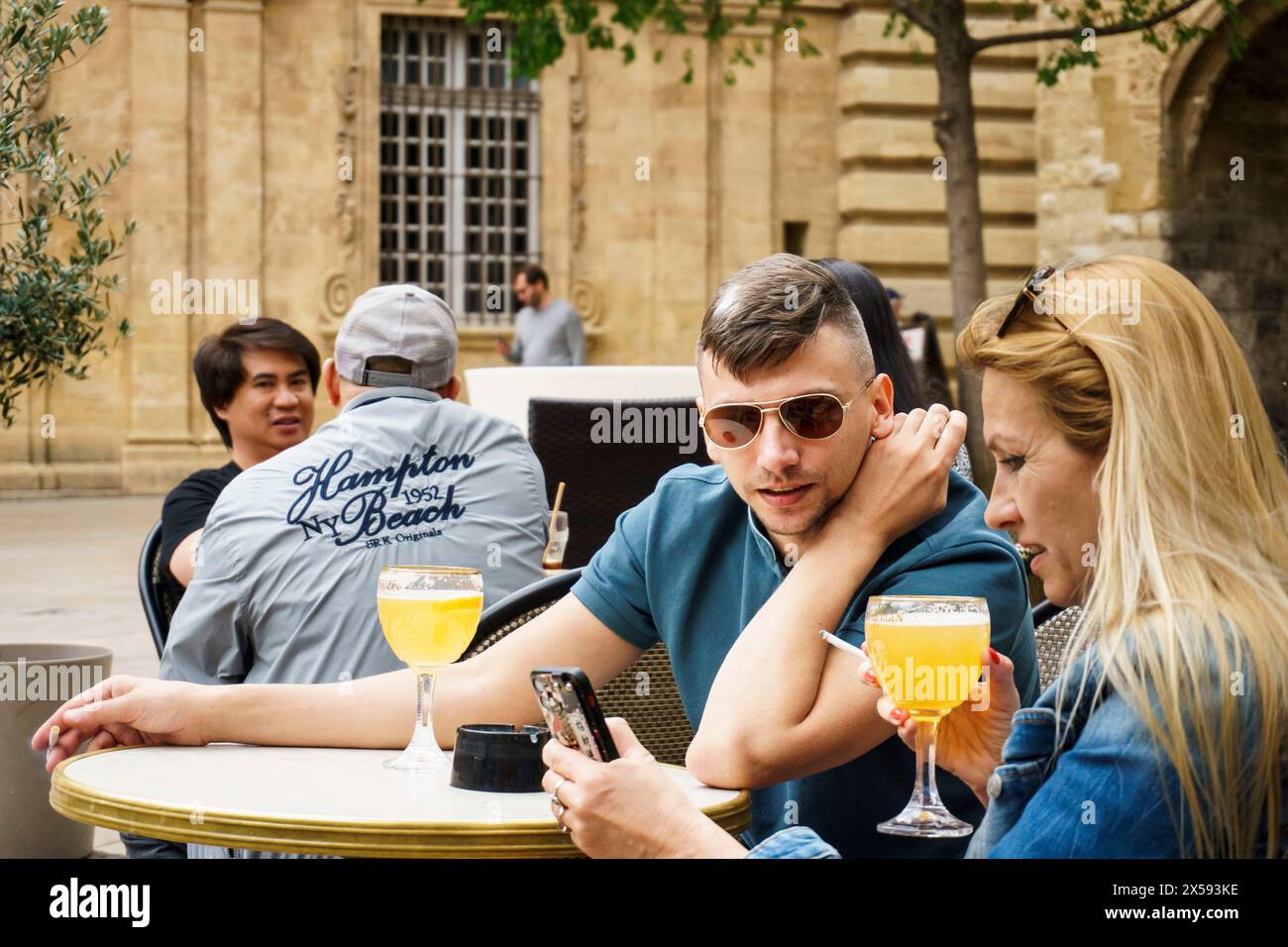 Traditional outdoor French cafe scene in Aix en Provence, France Stock ...