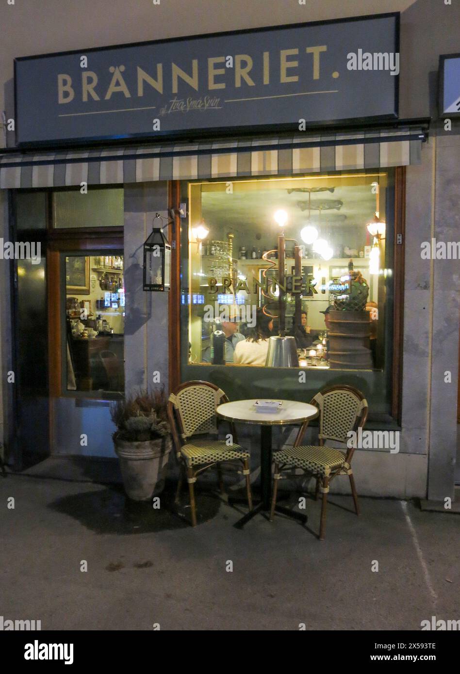 MINI RESTAURANT at suburp to Stockholm in size two tablles indoor Stock ...