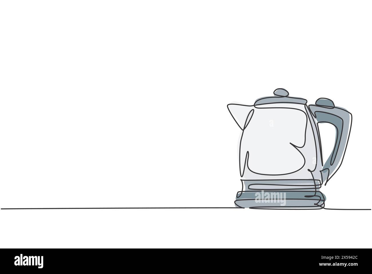 Single continuous line drawing ofstainless steel kettle teapot ...