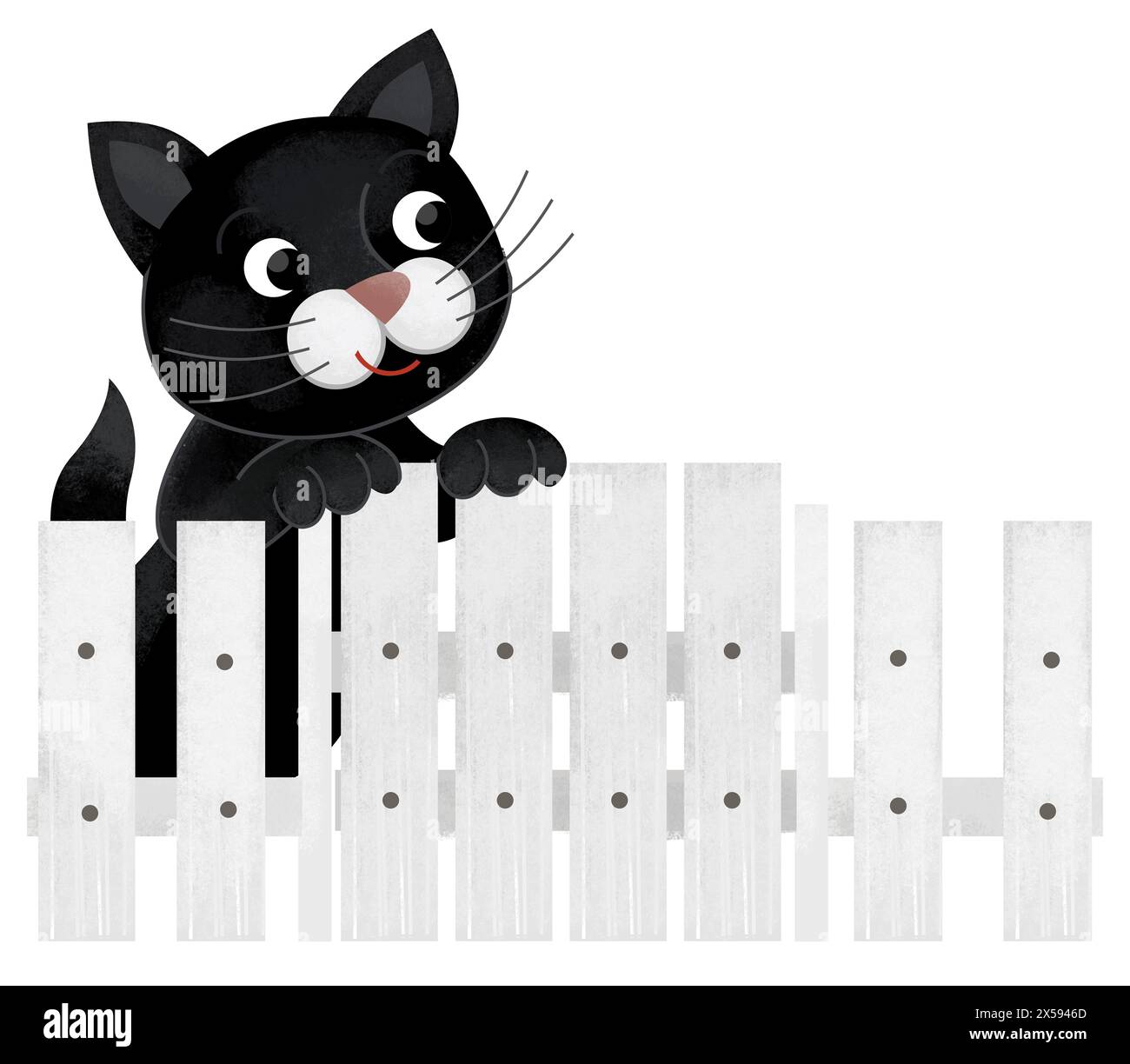 cartoon scene with happy cat doing something looking playing isolated ...