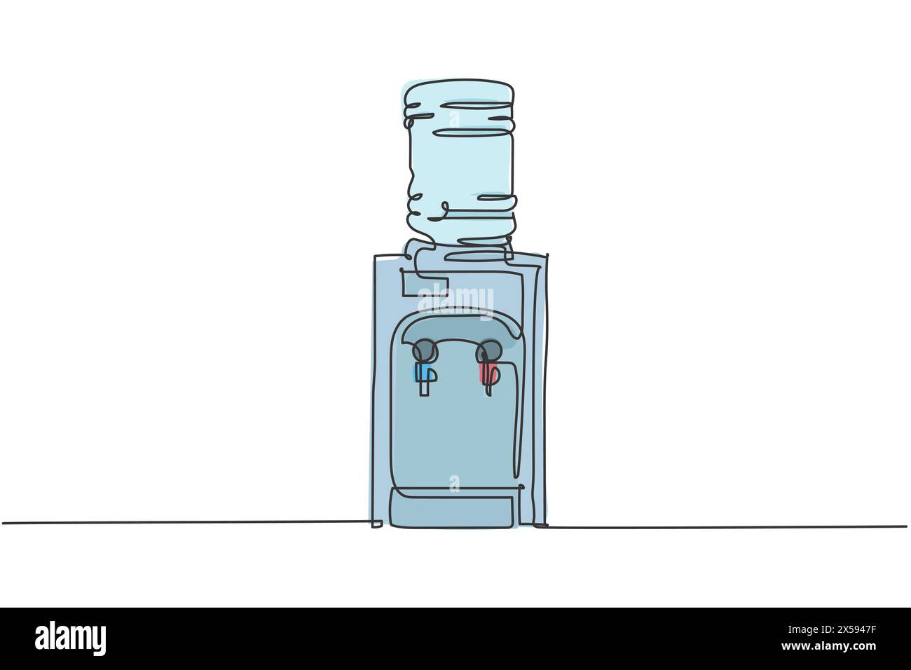 Single continuous line drawing ofwater dispenser with plastic gallon ...