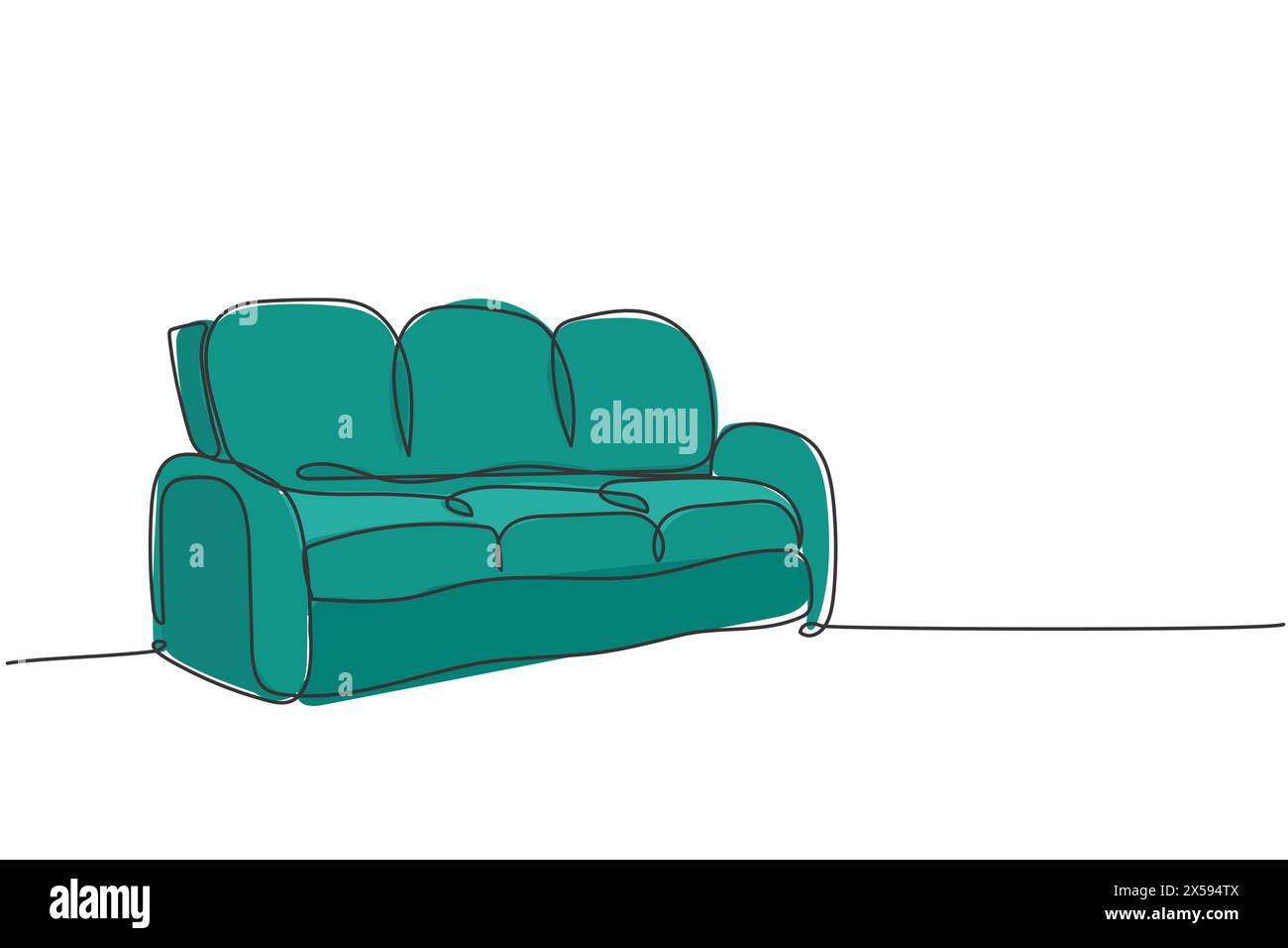 One continuous line drawing of elegance comfortable leather couch home ...