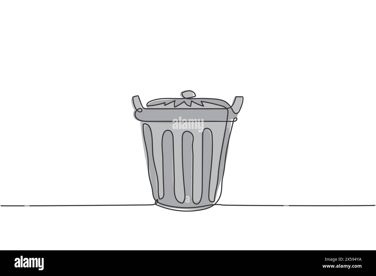 One continuous line drawing of metal recycle bin home appliance ...