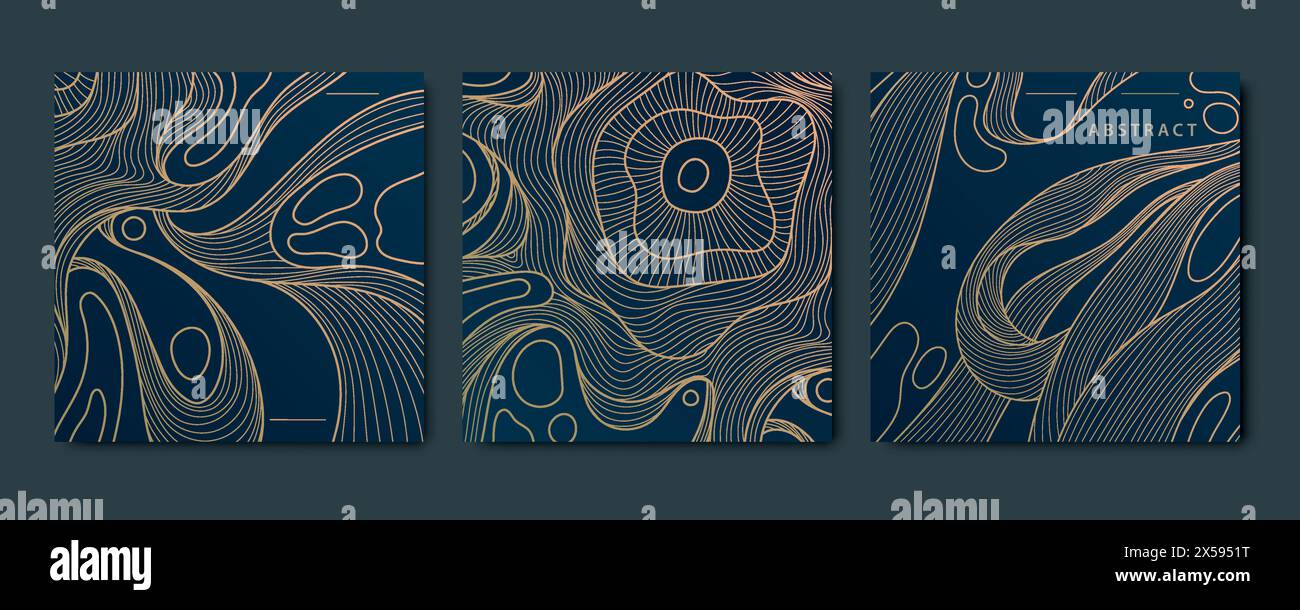 Vector abstract organic pattern, golden marble line bubble liquid ...