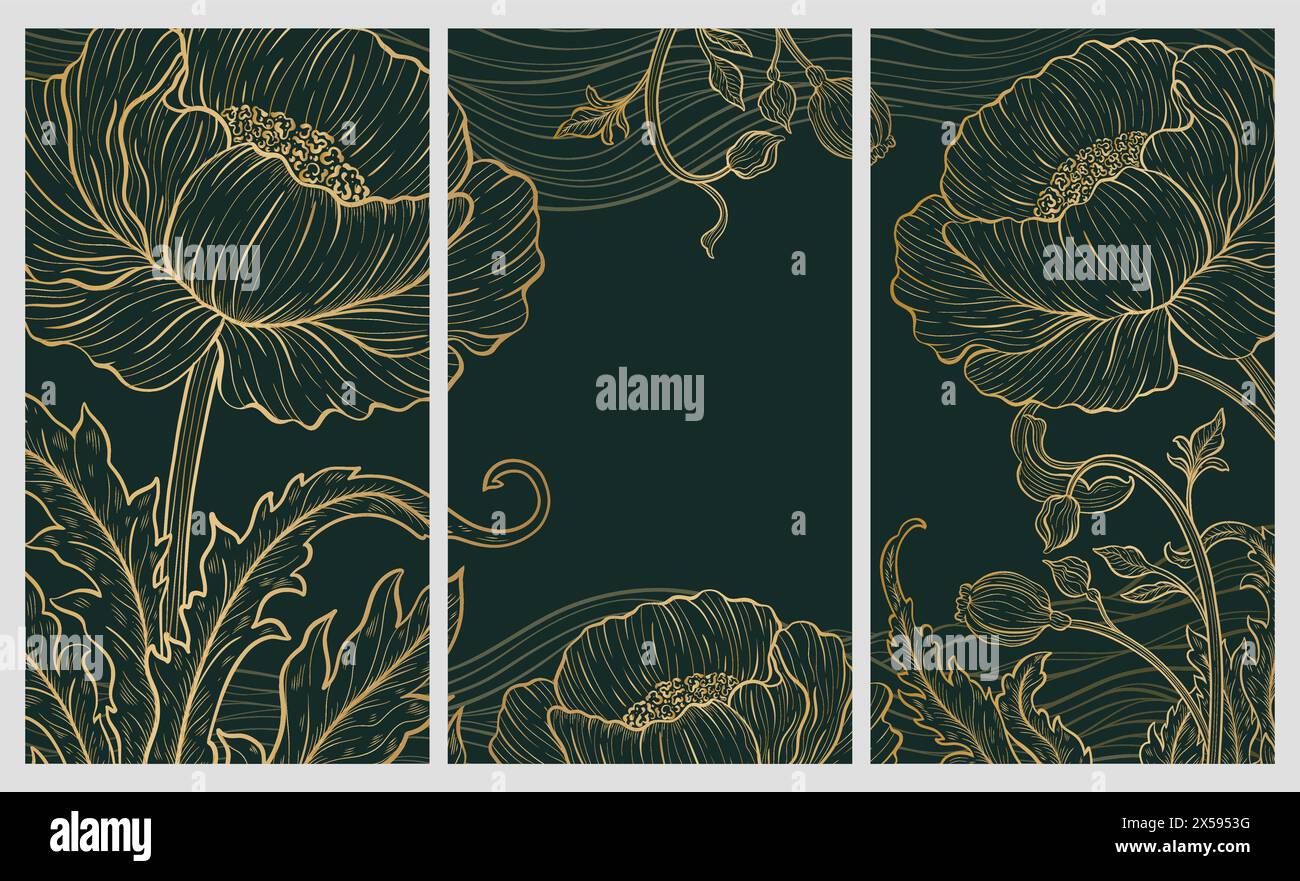 Elegant prestigious Art Deco background template with flowers. The ...