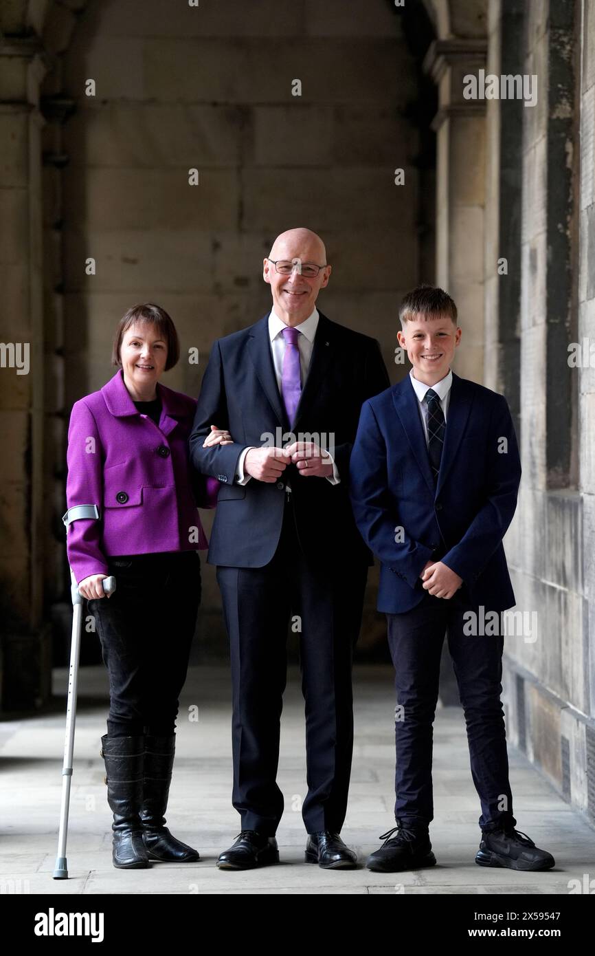 John Swinney Poses For A Photograph With His Wife Elizabeth Quigley And