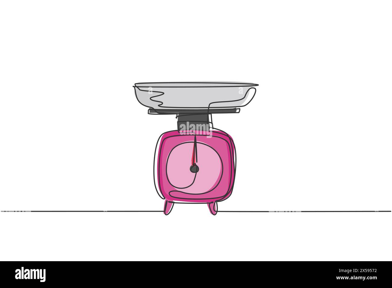 Single continuous line drawing of classic kitchen scale for scaling ...