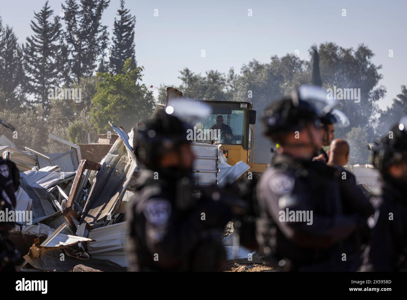 Hura, Israel. 08th May, 2024. Israeli police stand guard during ...