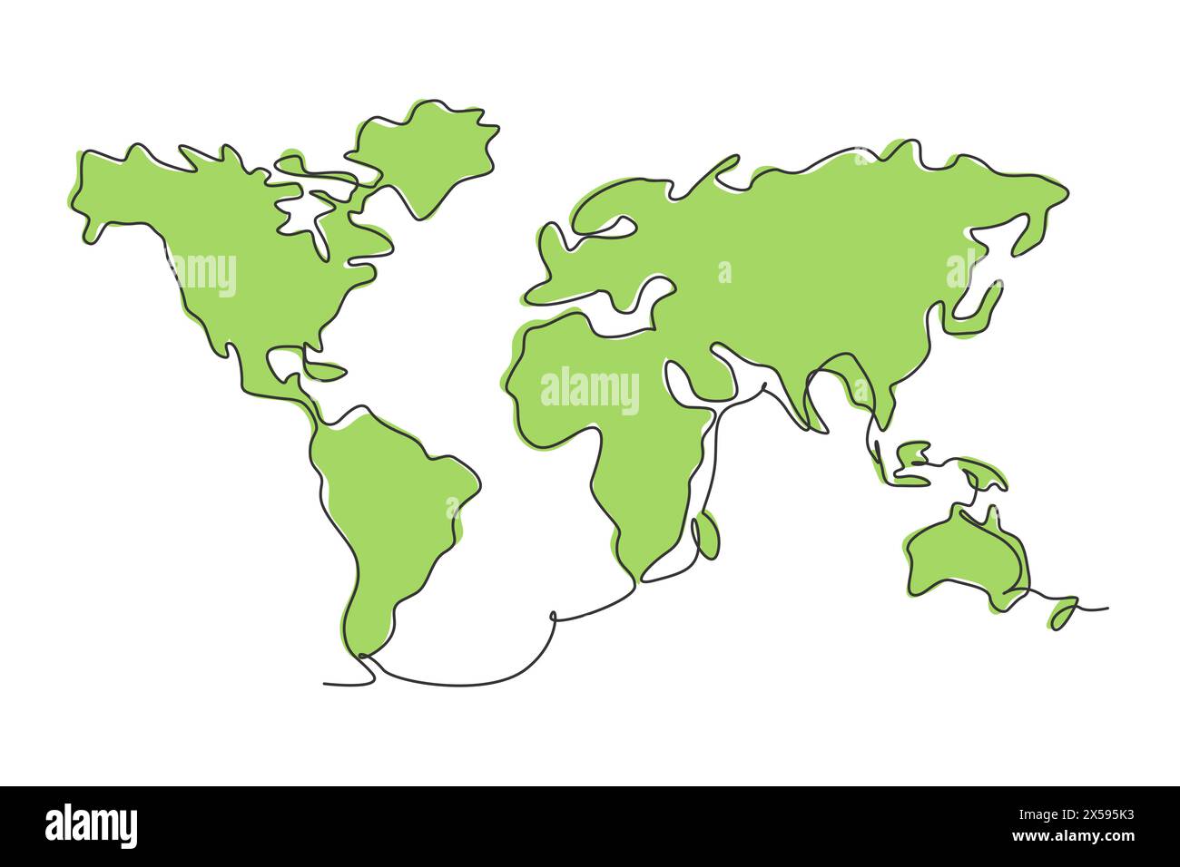 World map. Continuous one line drawing of world atlas minimalist vector ...