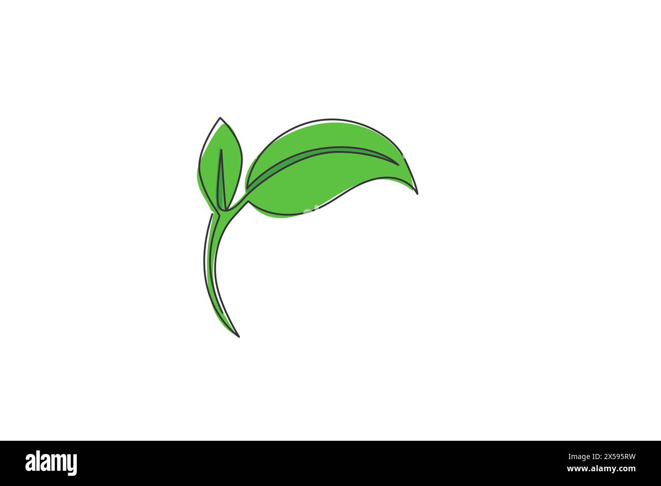 Green leaf. Continuous one line drawing of leaf tree minimalist vector ...