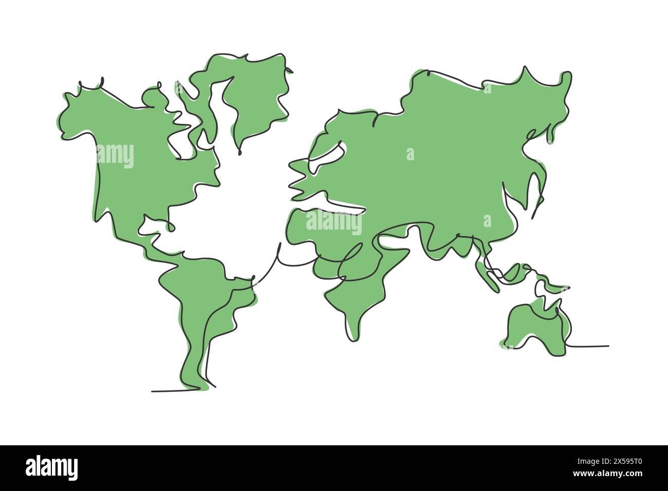 World atlas. Continuous one line drawing of world map minimalist vector ...