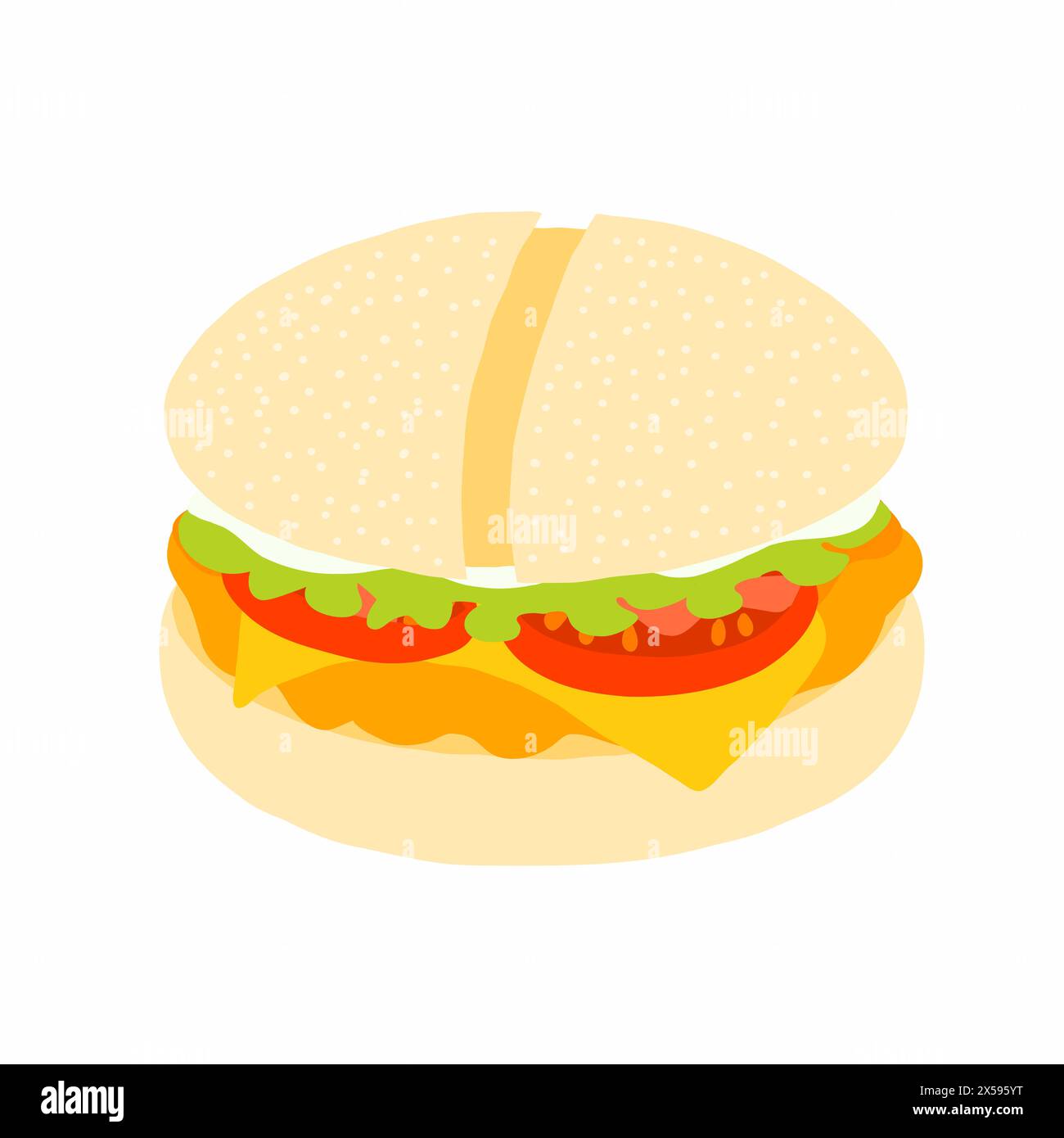 Burger with panini bun, chicken cutlet, fresh tomato, salad leaf ...