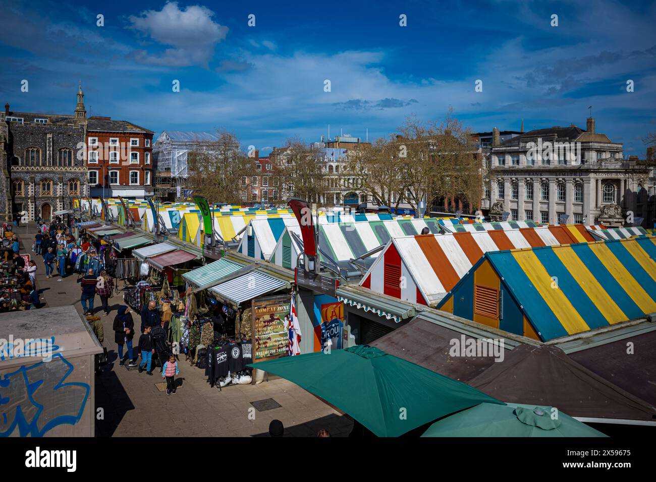 Norwich Market Square, Norwich City Centre. Founded in the late 11th ...