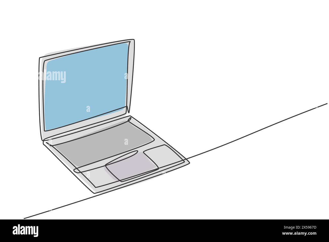 One continuous line drawing of laptop unit for working at home ...