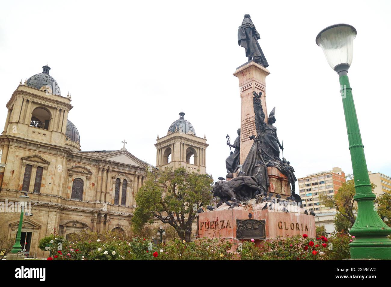 La Paz Cathedral with the Monument to Don Pedro Domingo Murillo, Leader ...