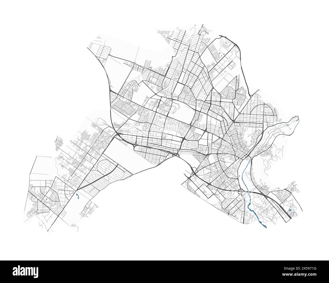 Map of Karaj, Iran. Detailed city vector map, metropolitan area with ...