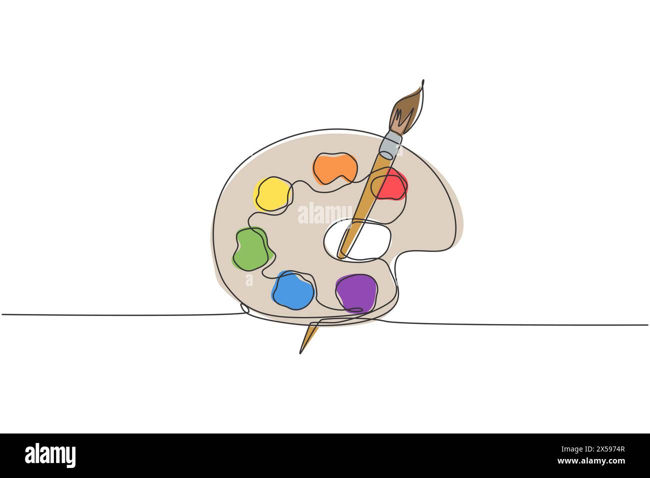 Continuous one line drawing paintbrush with watercolor palette. Back to ...