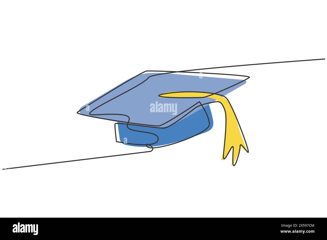 Single one line drawing of graduation hat for graduating college ...