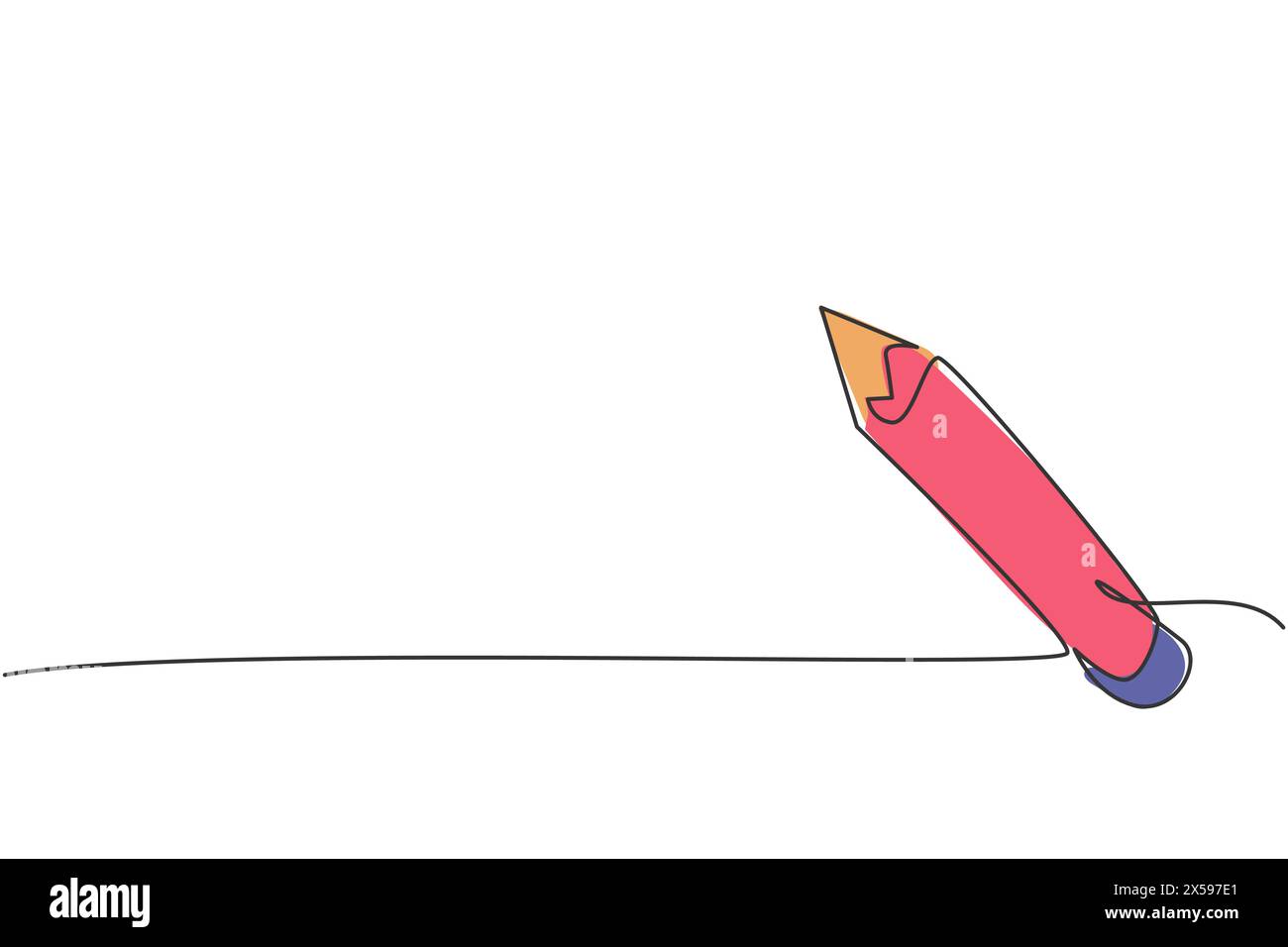 Single continuous line drawing of wooden pencil. Writing tool. Back to ...