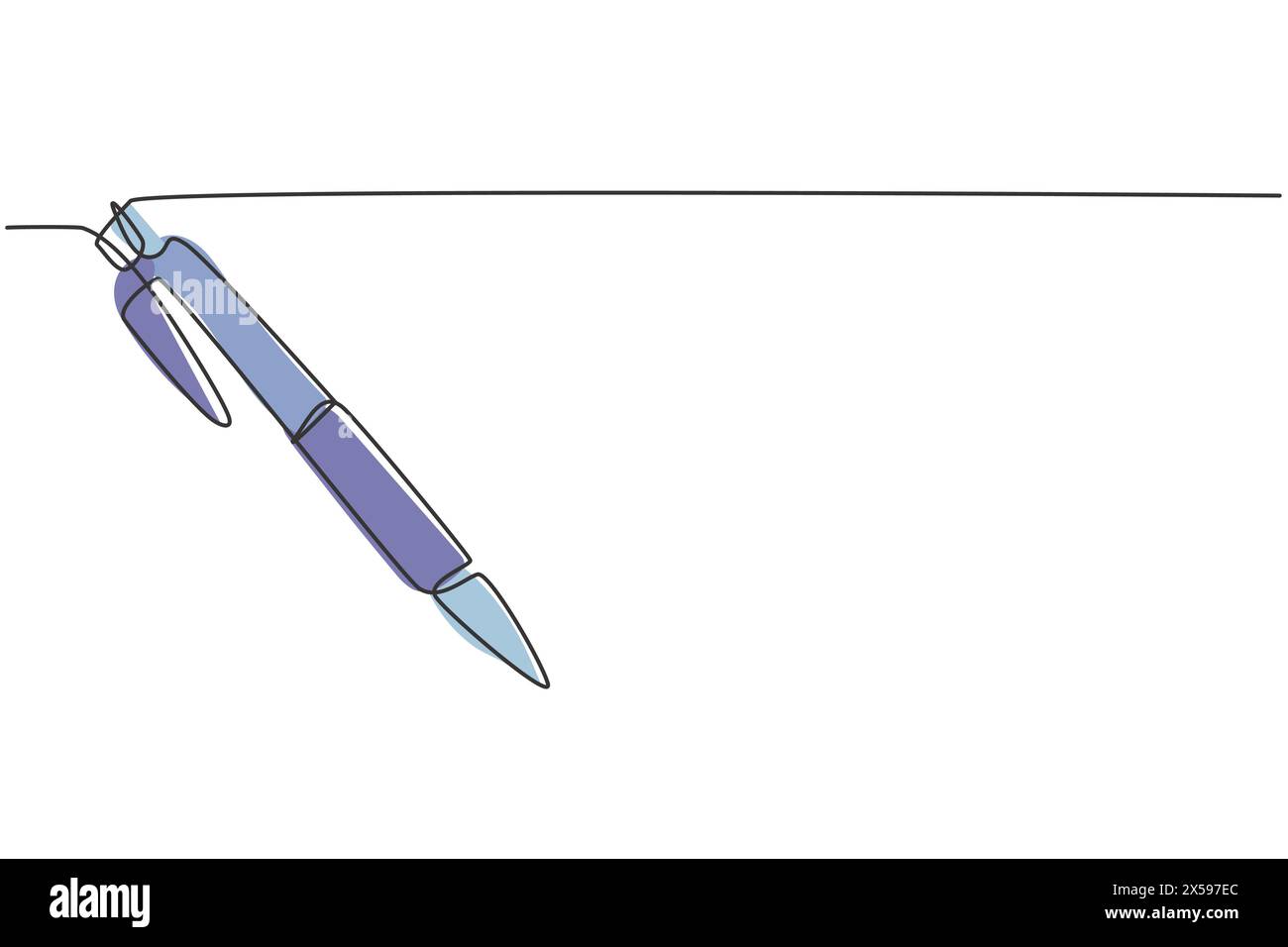 Single one line drawing of classic ballpoint. Pen icon. Back to school ...