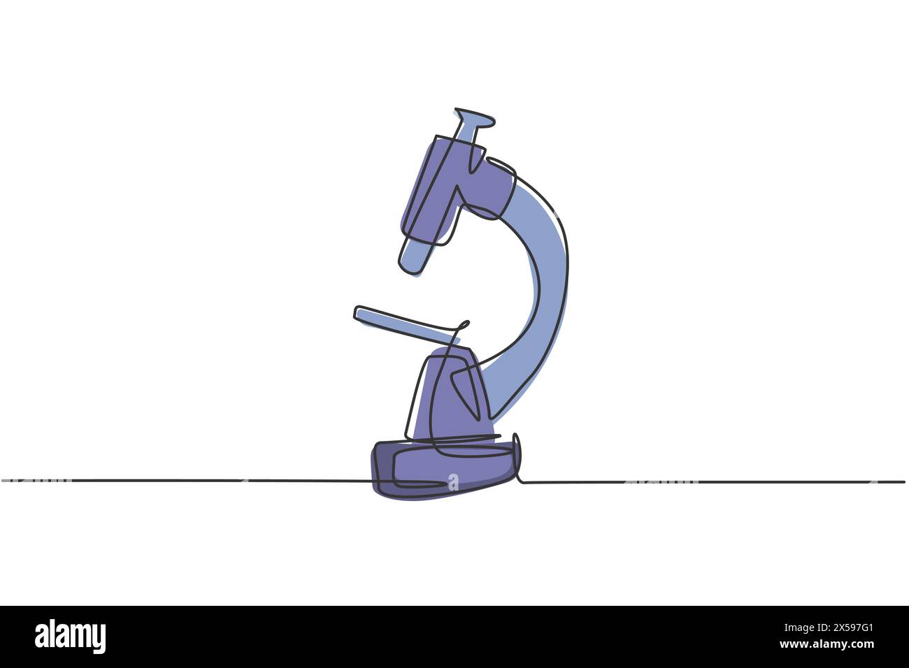 Single continuous line drawing of microscope on school library to learn ...