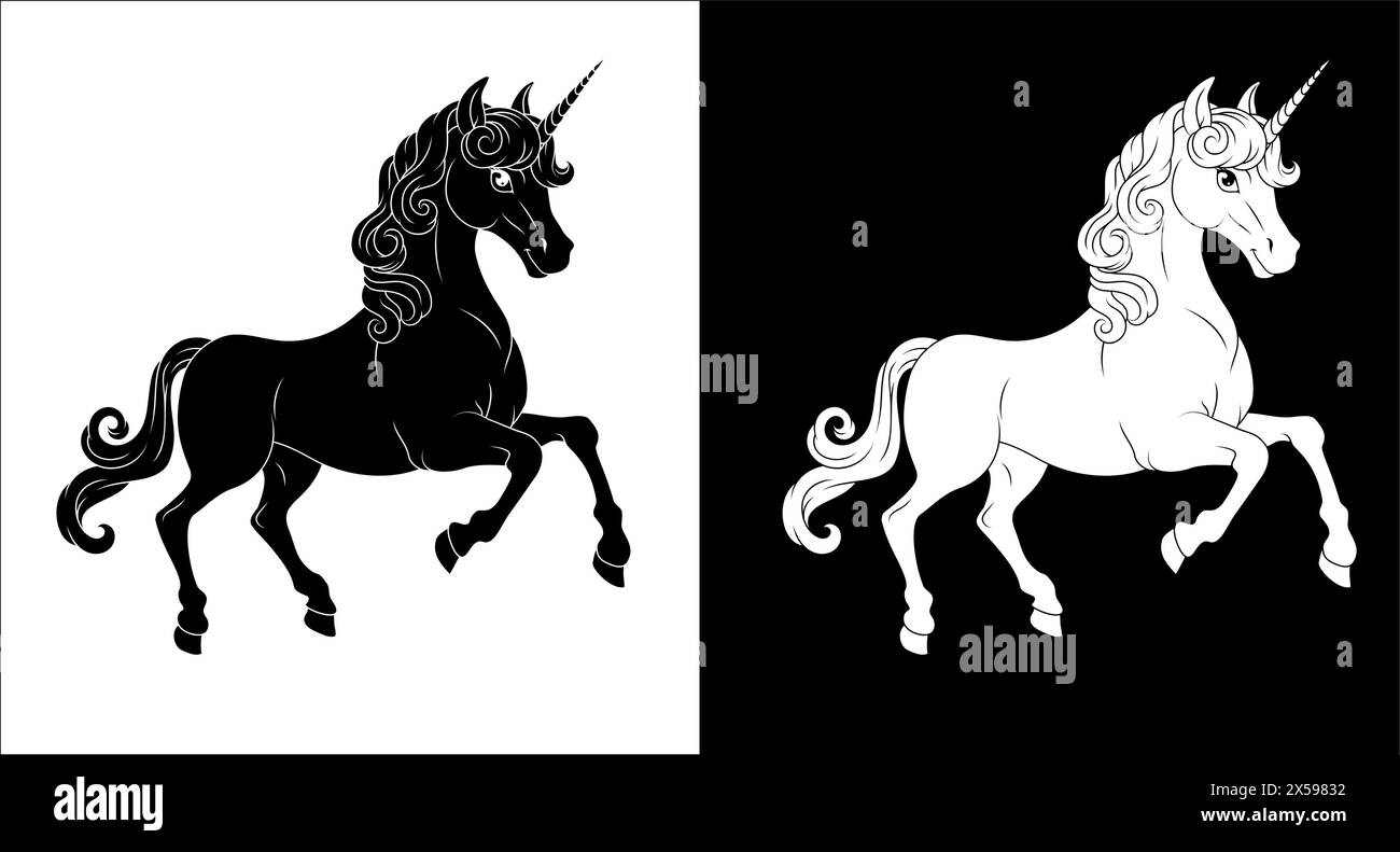 Unicorn Horn Horse Animal Cartoon Mascot From Myth Stock Vector Image ...