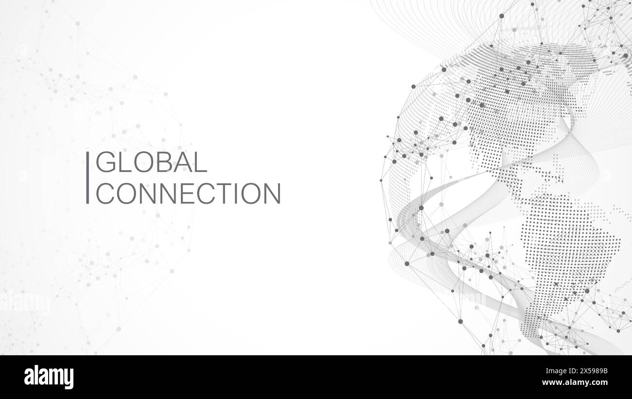 Global network connection banner design template. Header social network ...