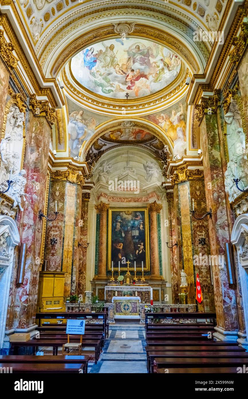 The nave of the baroque church of San Nicola dei Lorenesi in rione ...