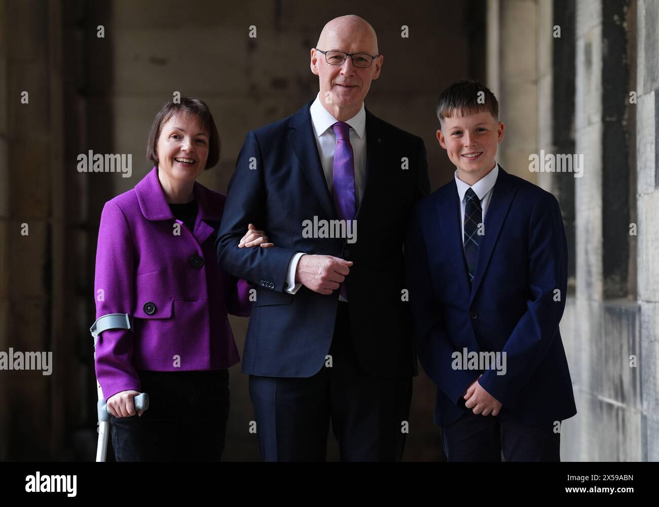 John Swinney with his wife Elizabeth Quigley and son Matthew,13, as ...