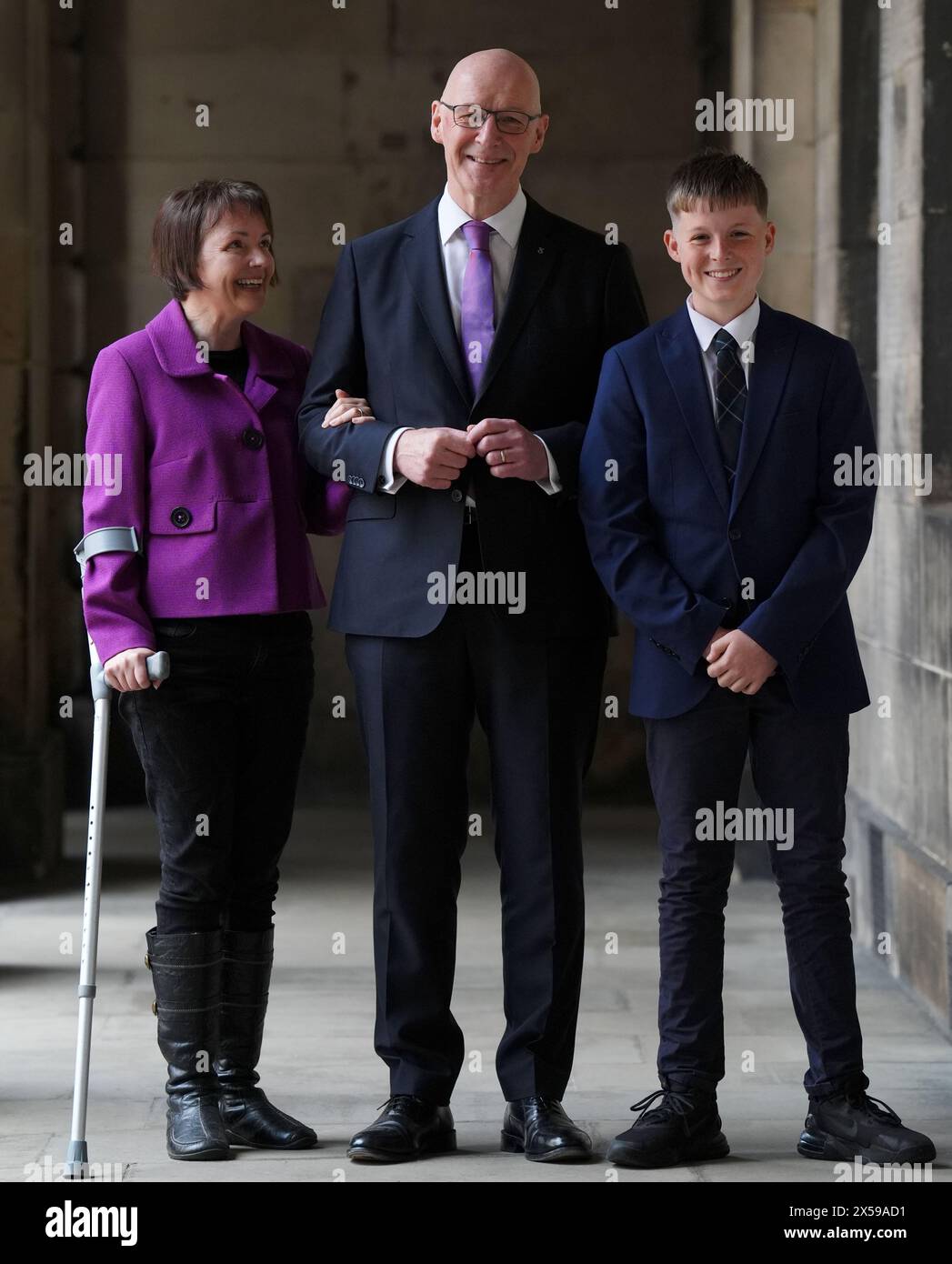 John Swinney with his wife Elizabeth Quigley and son Matthew,13, as ...