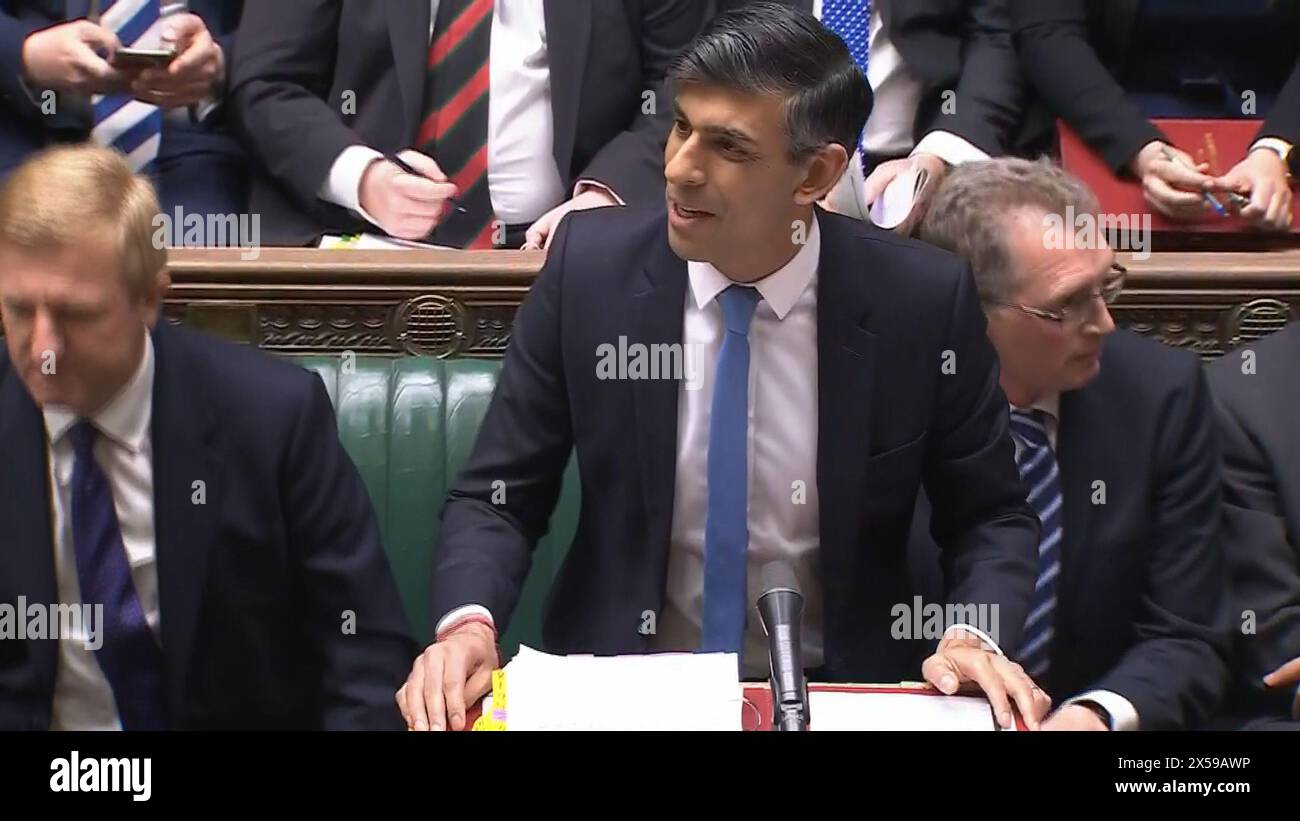 Prime Minister Rishi Sunak speaks during Prime Minister's Questions in ...
