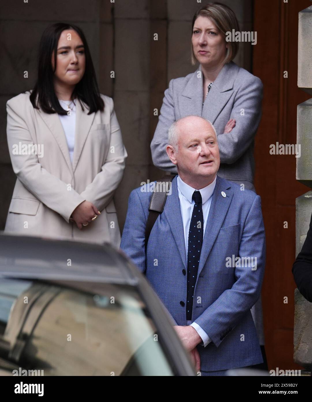 Murray Foote, chief executive of the SNP watches John Swinney speaking ...