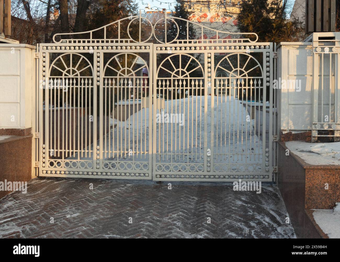 decorative metal elements forged wrought iron gates Stock Photo - Alamy