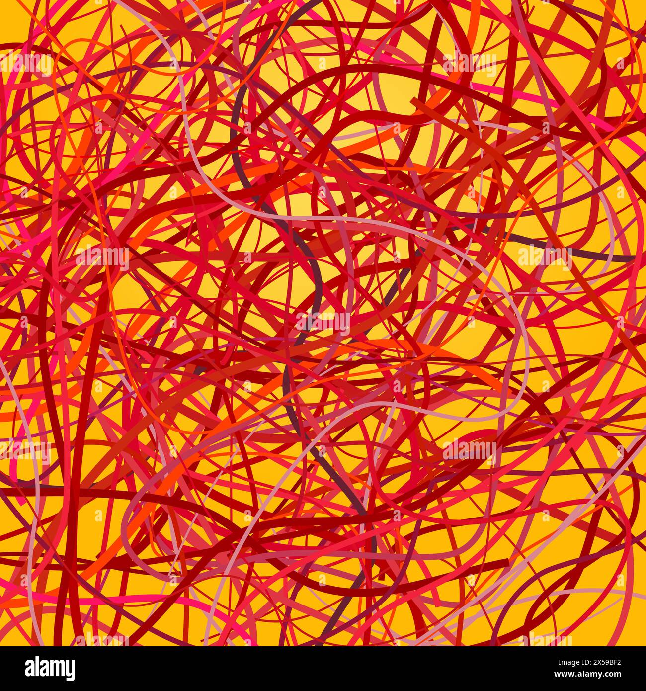 Vector background with moving colorful lines. Yellow background of red ...