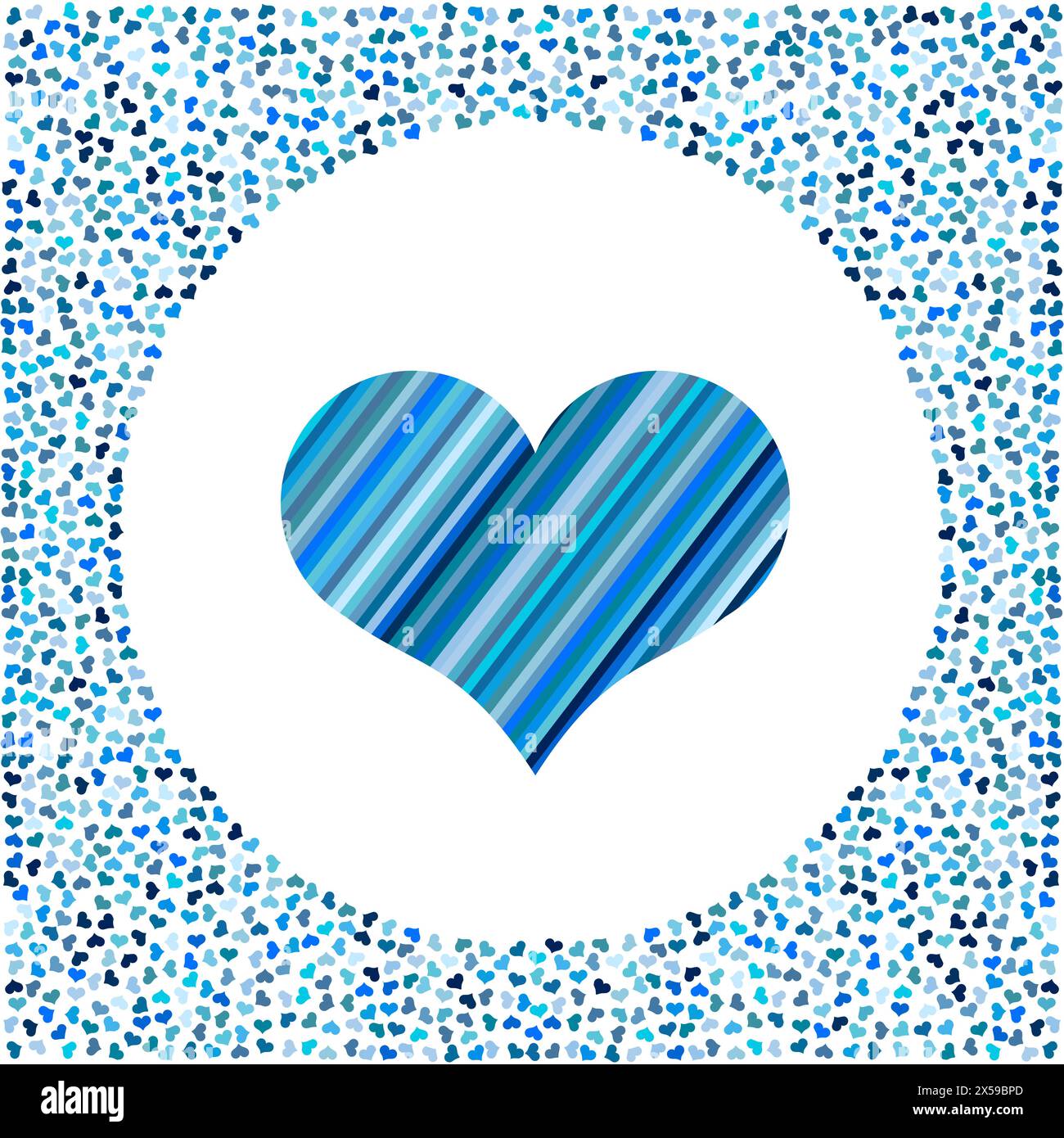 Blue heart of the strips and little hearts around. Valentines Day ...