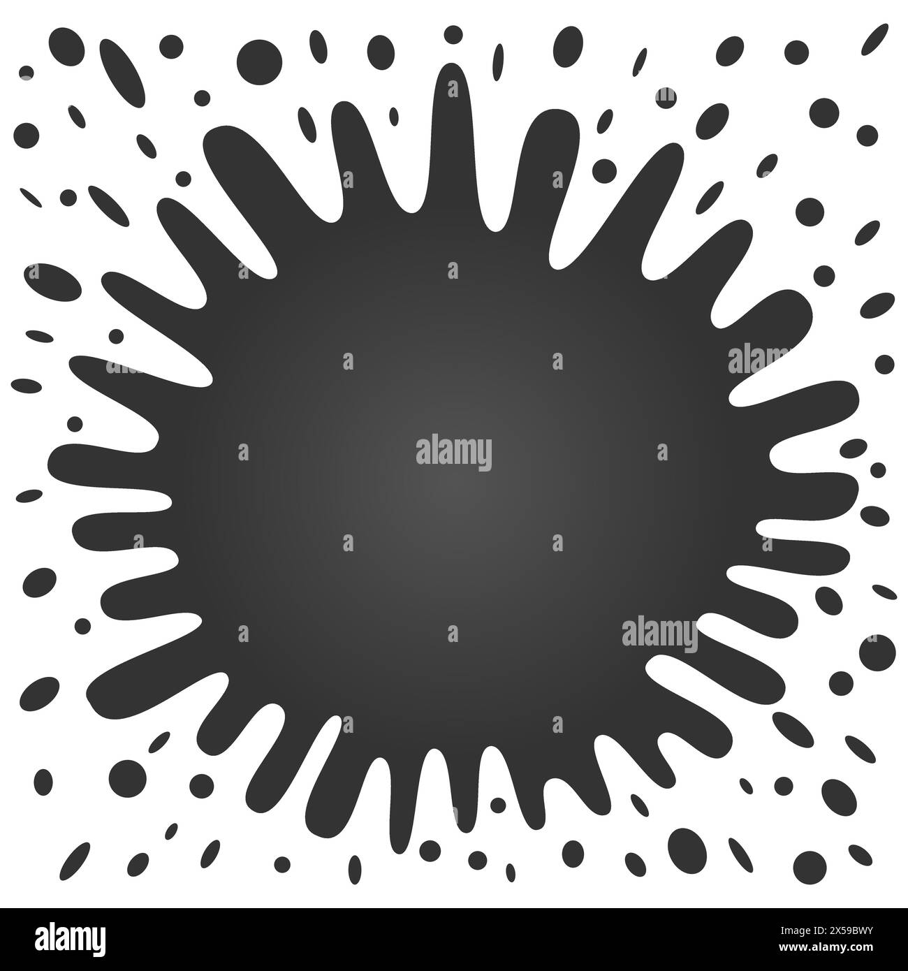 Big black splash with lots of small splashes on a white background ...