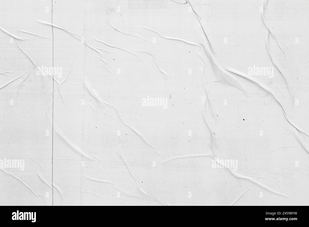 Blank White Paper Sheet With Visible Creases Glued to Wall With Visible ...