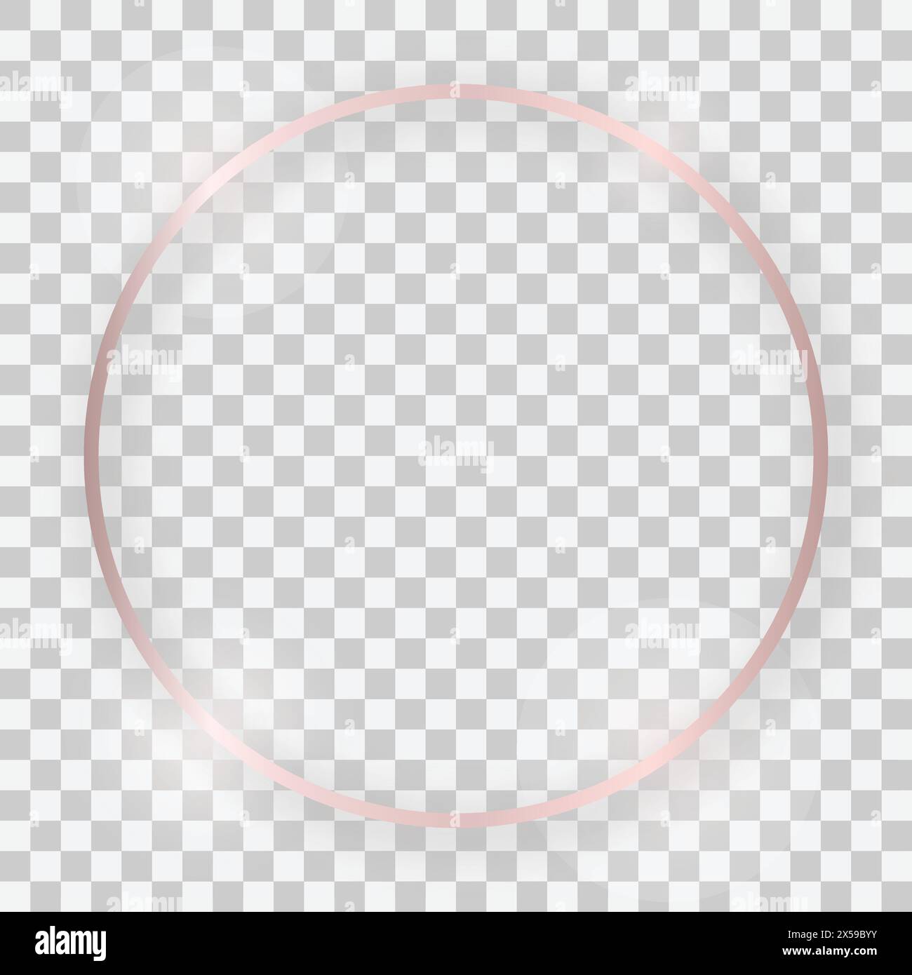 Rose gold shiny round frame with glowing effects and shadows on ...