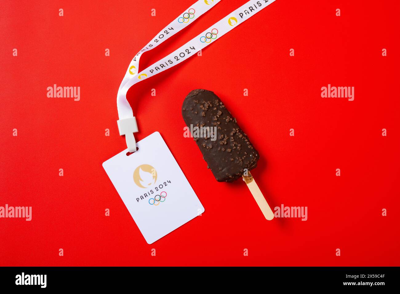 ZHONGSHAN China-May 5 2024: Paris Olympic Games 2024 IC card and an ...
