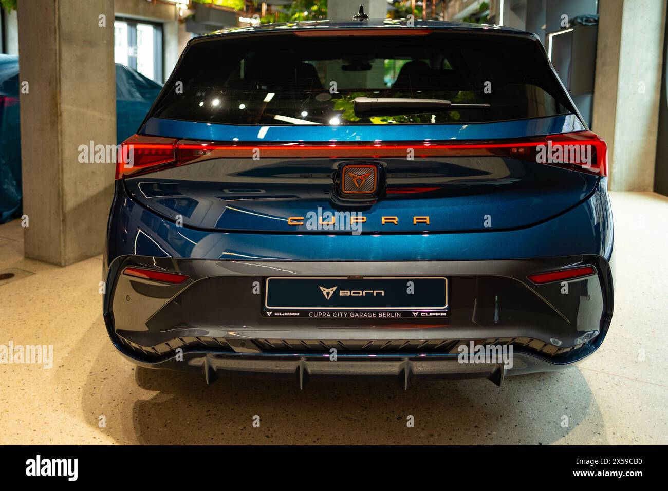 new blue fully electric CUPRA Born, Spanish counterpart VW ID.3 sleek ...