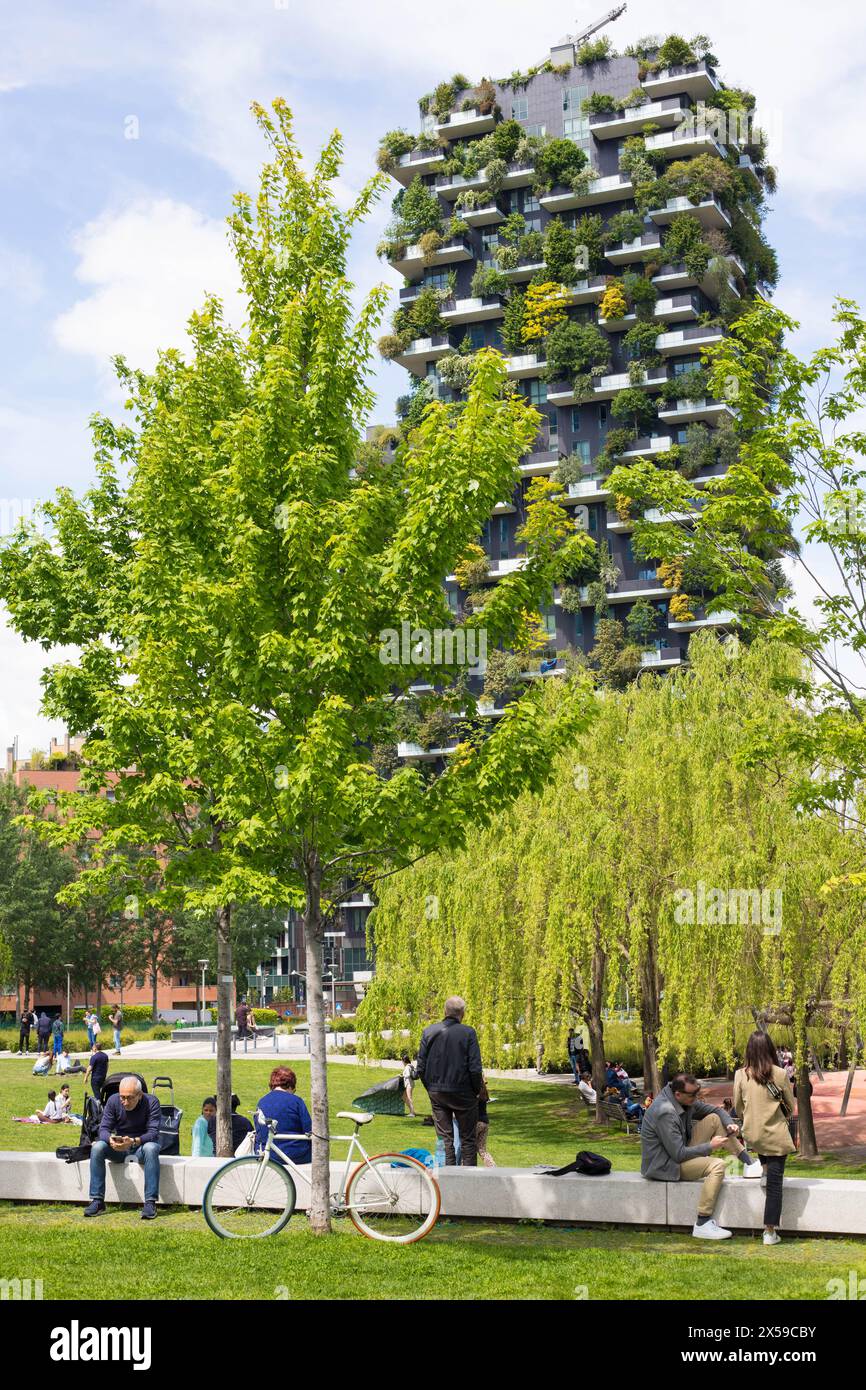 Milan, Lombardy, Italy - MAY, 5, 2024: Biblioteca degli Alberi Park on ...