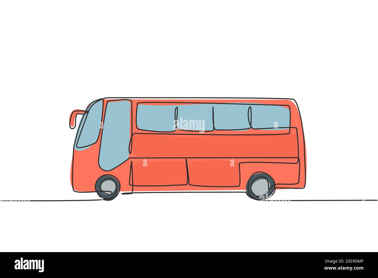 Single one line drawing of bus seen from the side that will serve ...