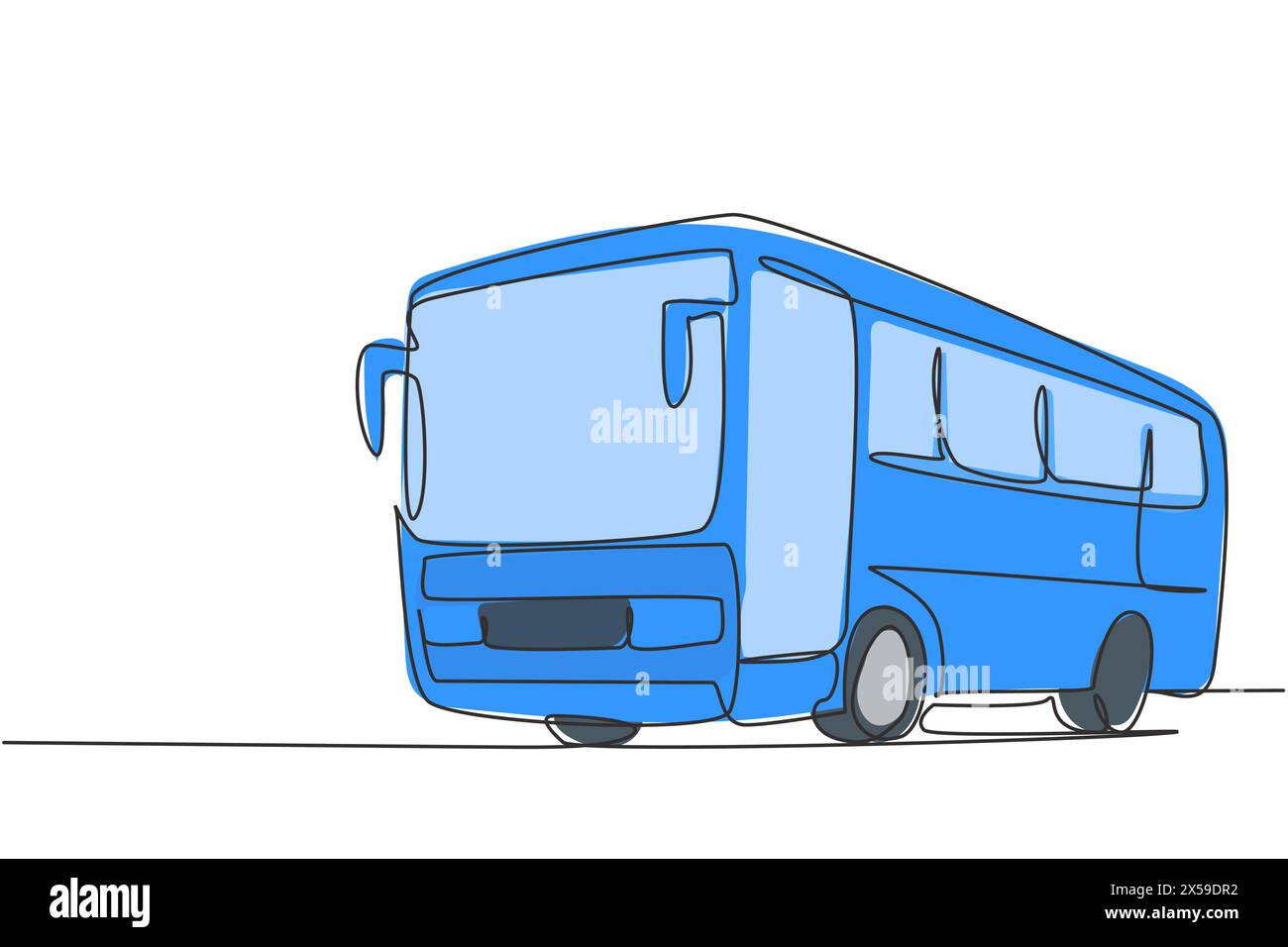 Continuous one line drawing express buses that serve inter-city ...