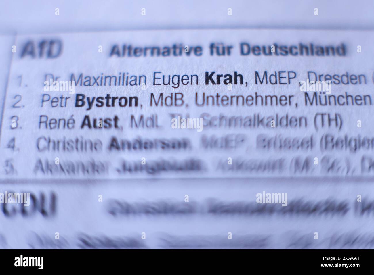 Leipzig, Germany. 08th May, 2024. The names of AfD politicians ...