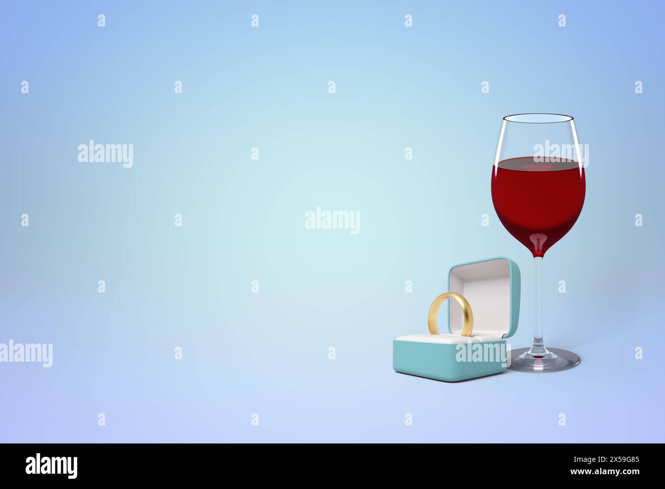 Wine glass with ring box and engagement ring Stock Photo - Alamy