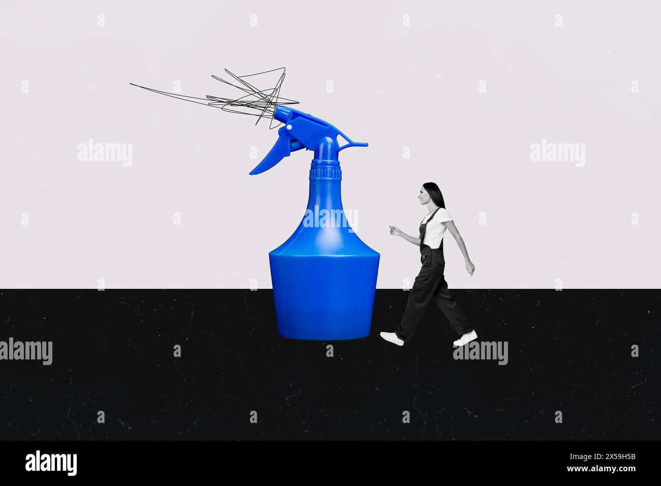 Composite collage picture image of female walk detergent advert ...