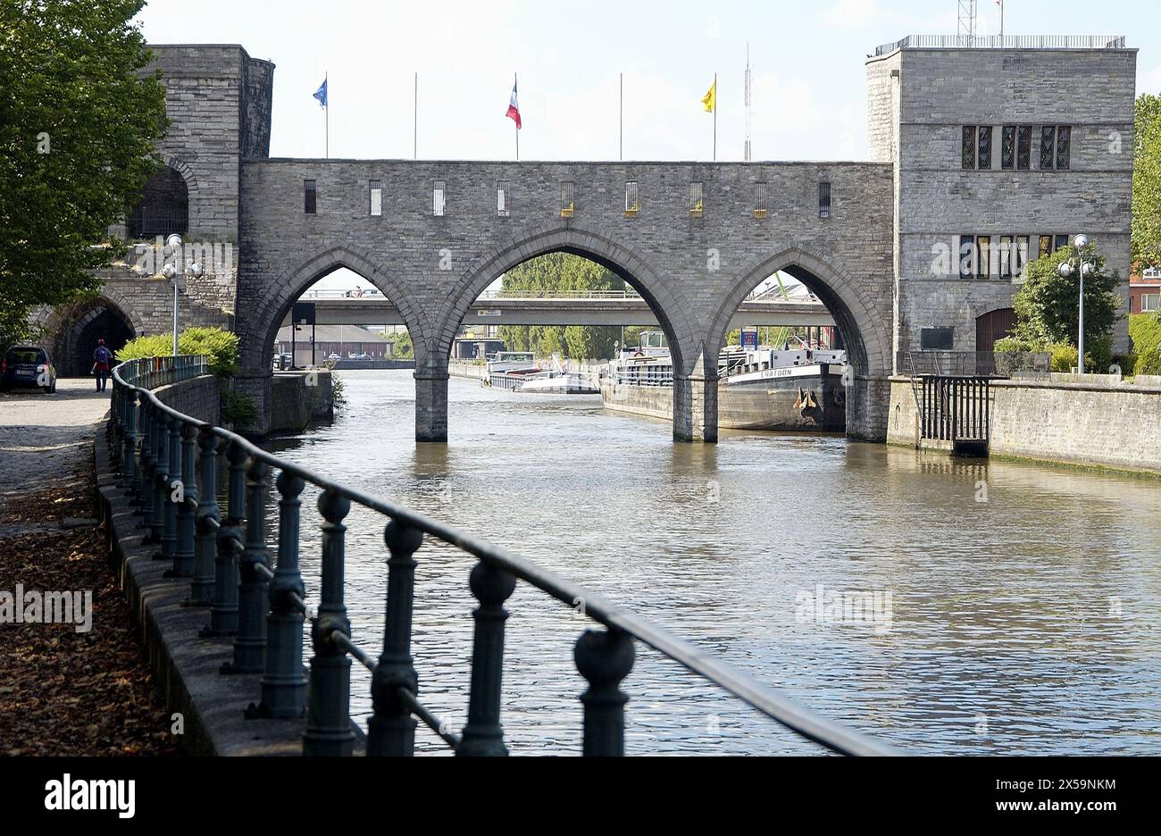 Pont des Trous bridge over Escaut river. Tournai. Hainaut, Belgium ...