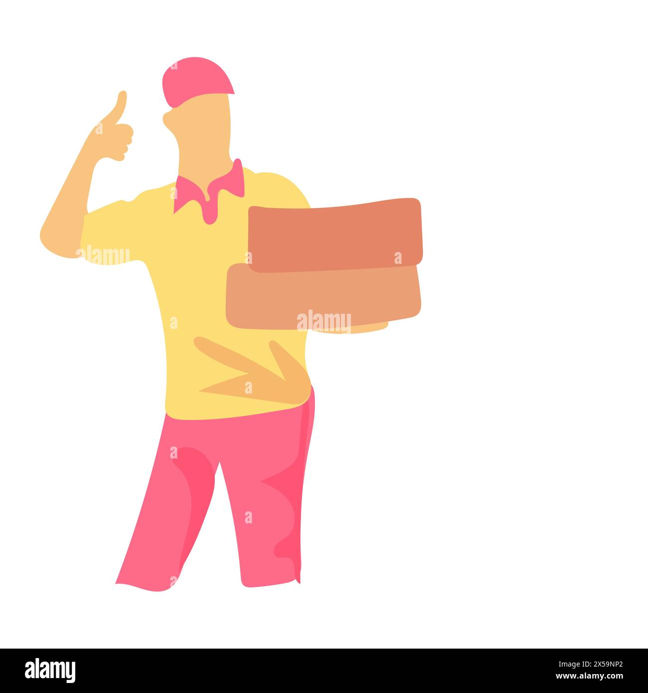 One line drawing of young happy delivery man gives thumbs up gesture ...