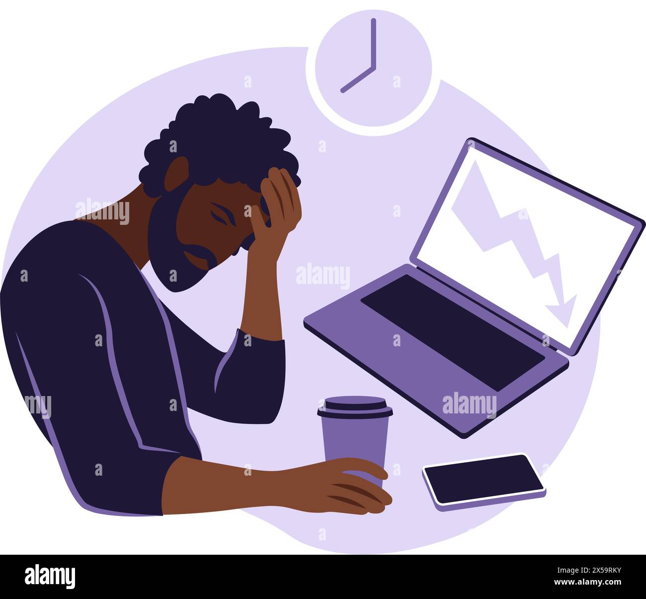 Frustrated man sitting office Stock Vector Images - Alamy